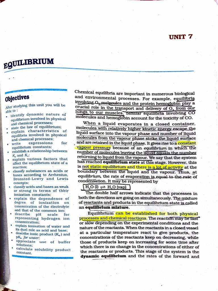 Equilibrium Marked Ncert | PDF