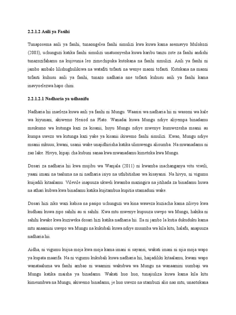 Asili Ya Fasihi | PDF