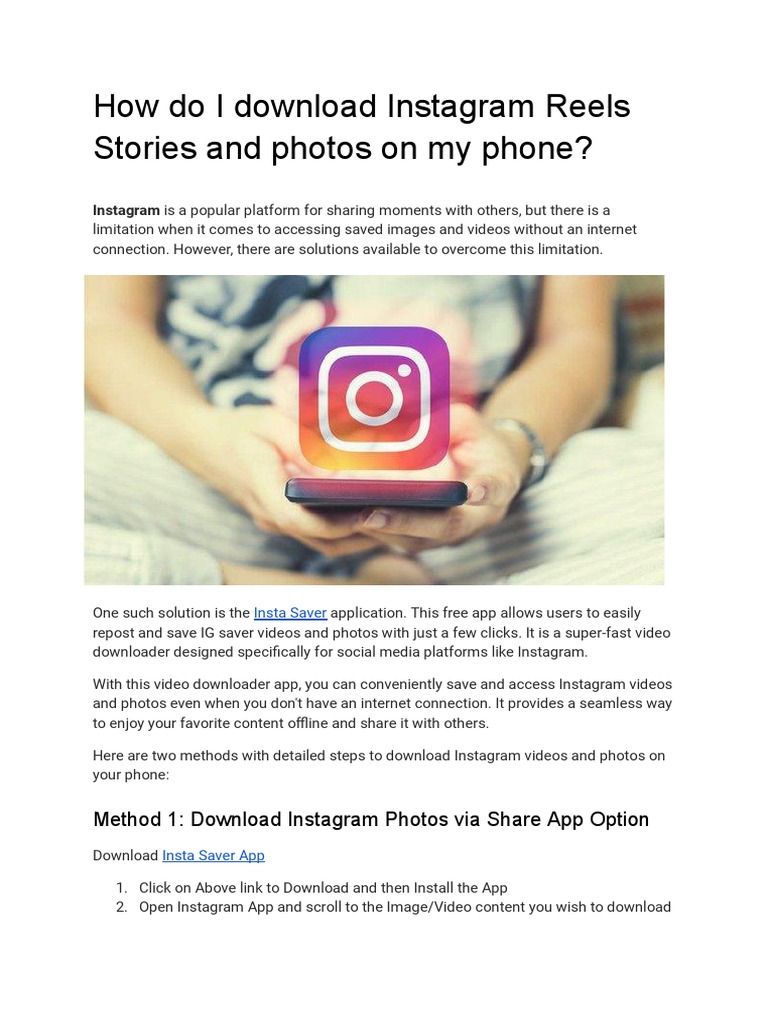 Instagram Video Downloader Story Saver | PDF | Mobile App | Communication