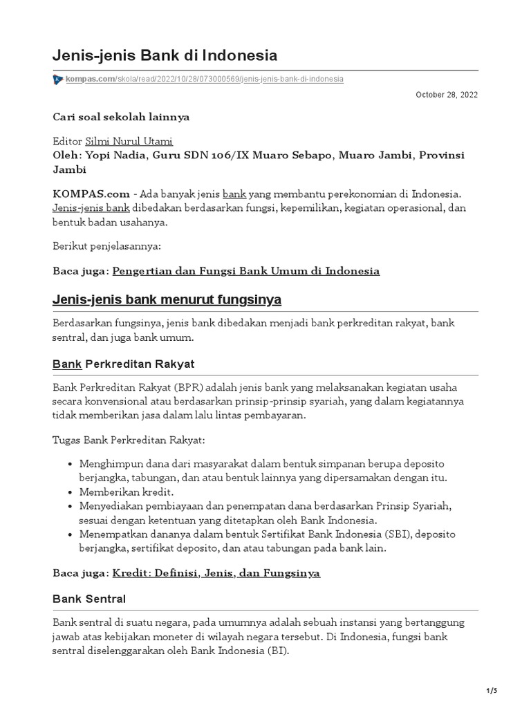 Jenis-Jenis Bank Di Indonesia | PDF Jenis-Jenis Bank Di Indonesia | PDF