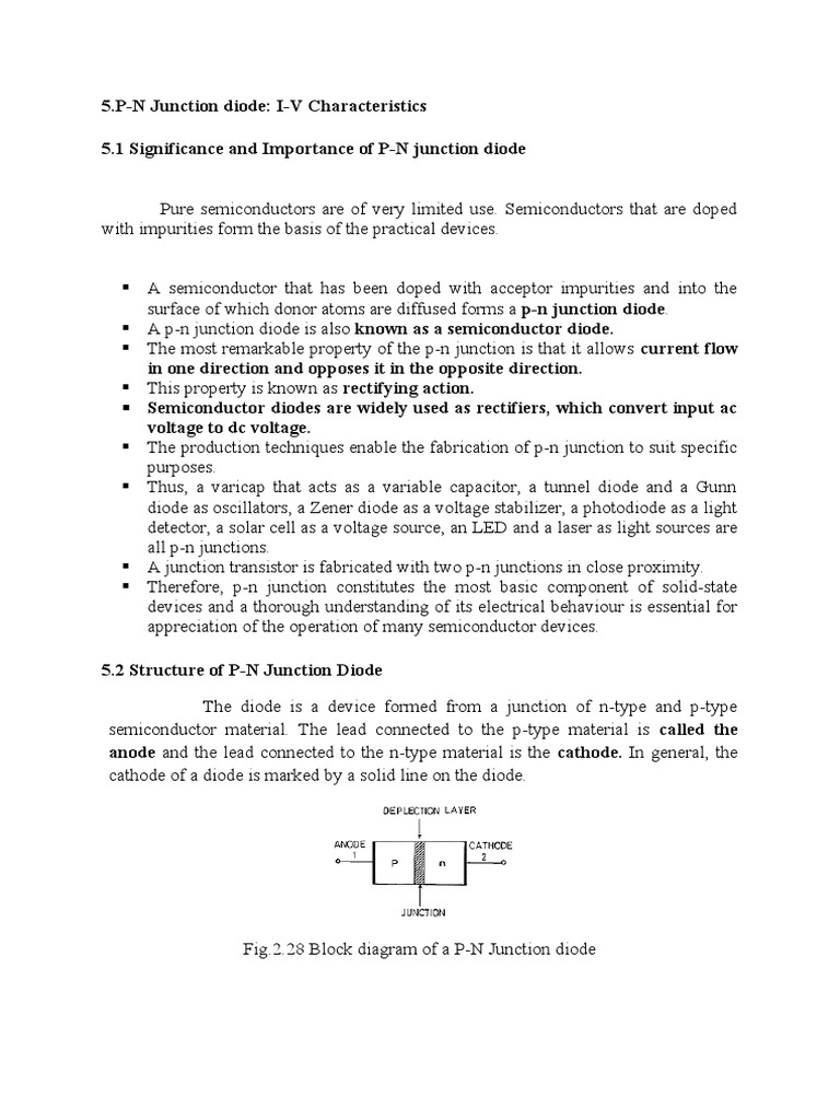 P-N Junction & Zener Diode | PDF | P–N Junction | Diode