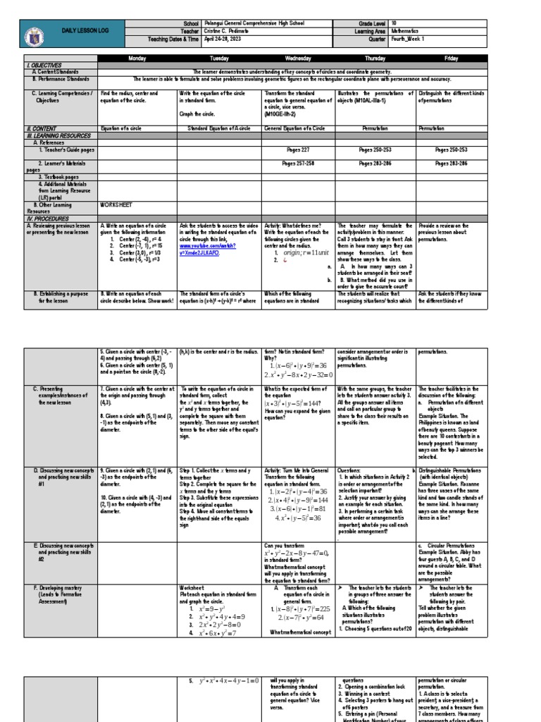 DLP April 24 2023 | PDF | Equations | Permutation