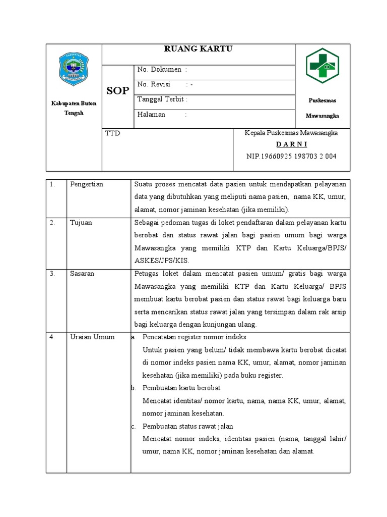 Sop Ruang Kartu | PDF