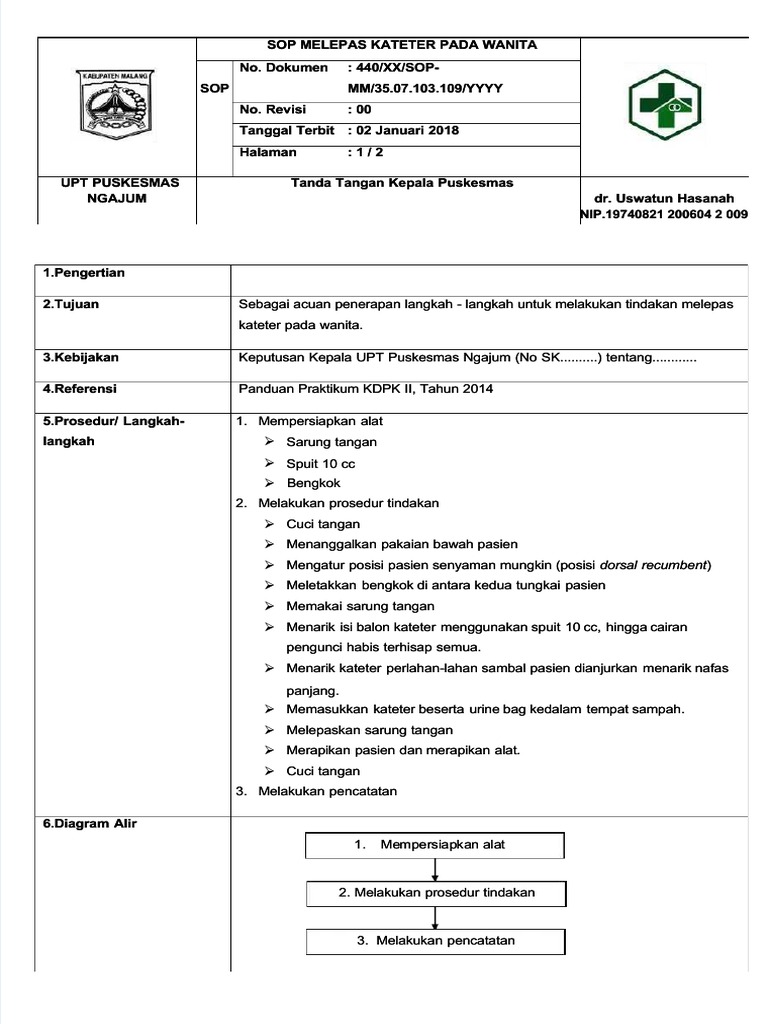 PDF Sop Melepas Kateter Wanita - Compress | PDF