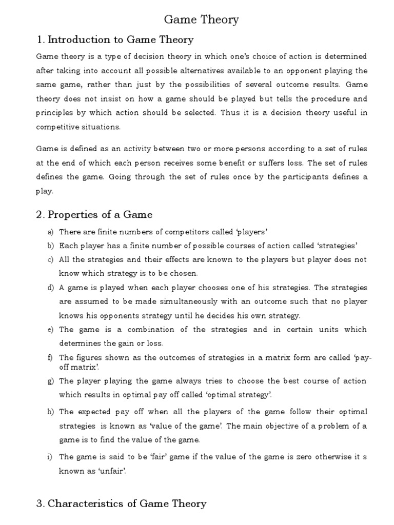 Game Theory | PDF | Game Theory | Mathematical And Quantitative Methods (Economics)