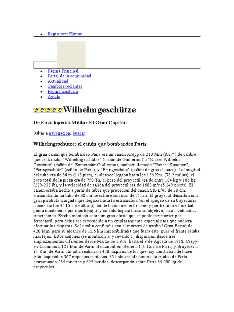 Gran Berta | Descargar gratis PDF | Cañón | Balística