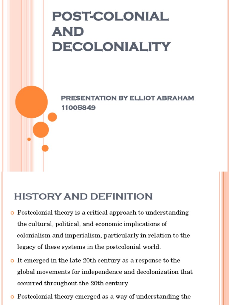 Post-Colonial and Decoloniality Lecture | PDF | Postcolonialism | Orientalism (Book)