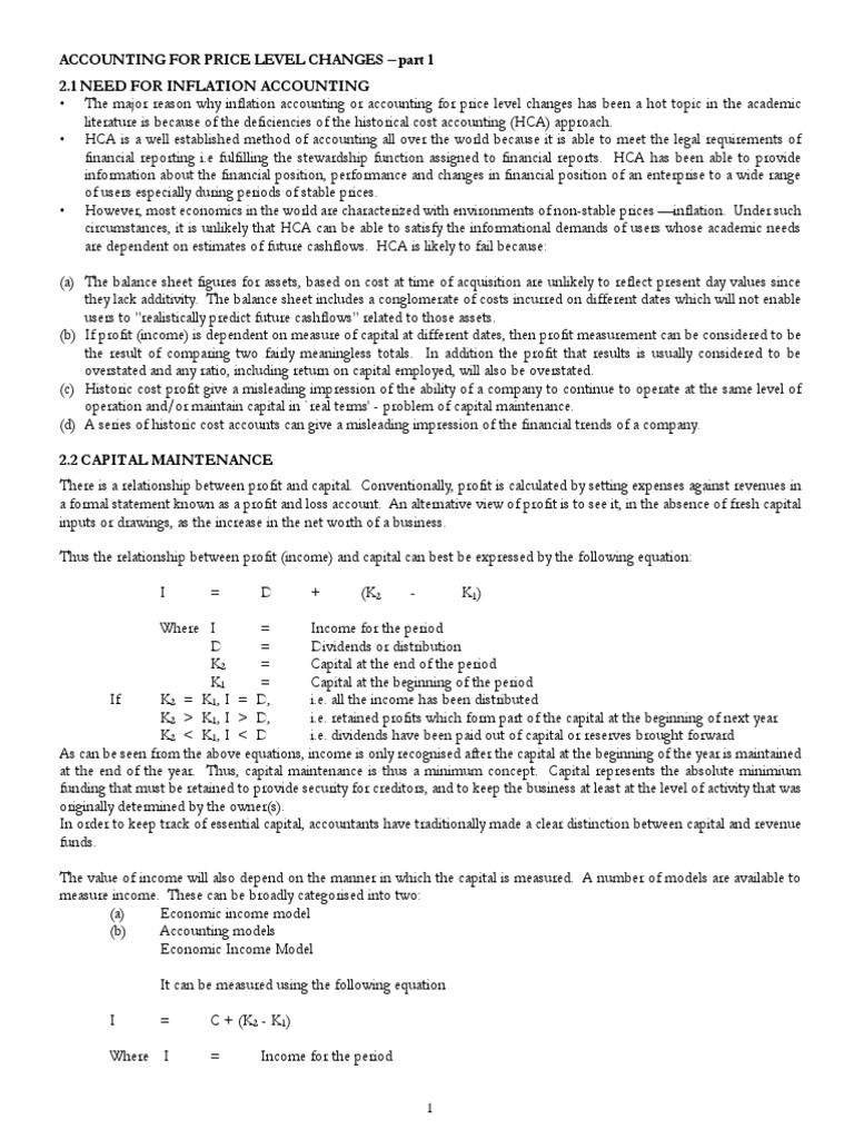 Inflation Accounting Overview | PDF | Historical Cost | Income