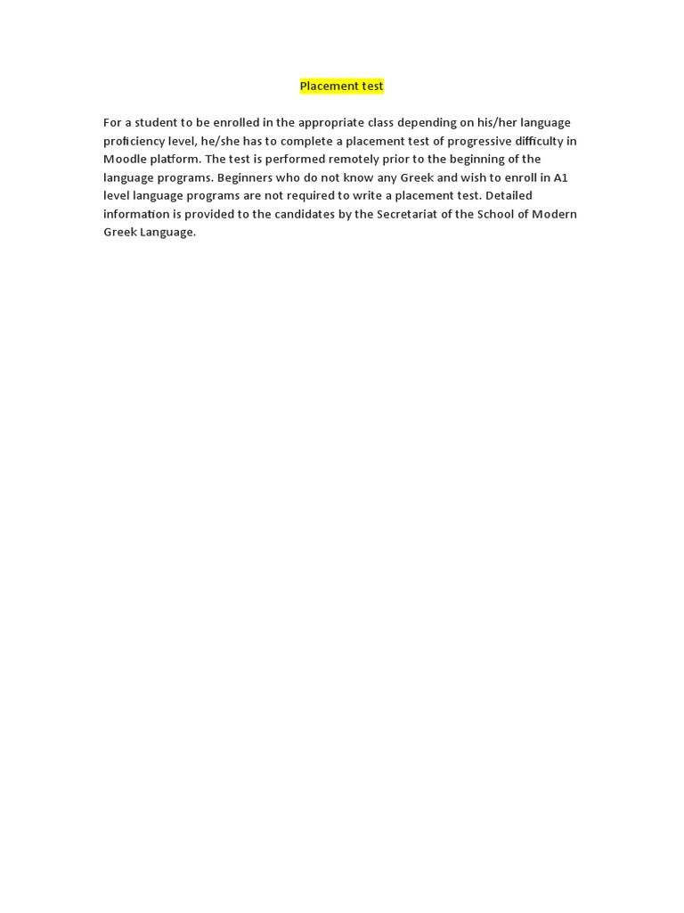 Placement Test PDF