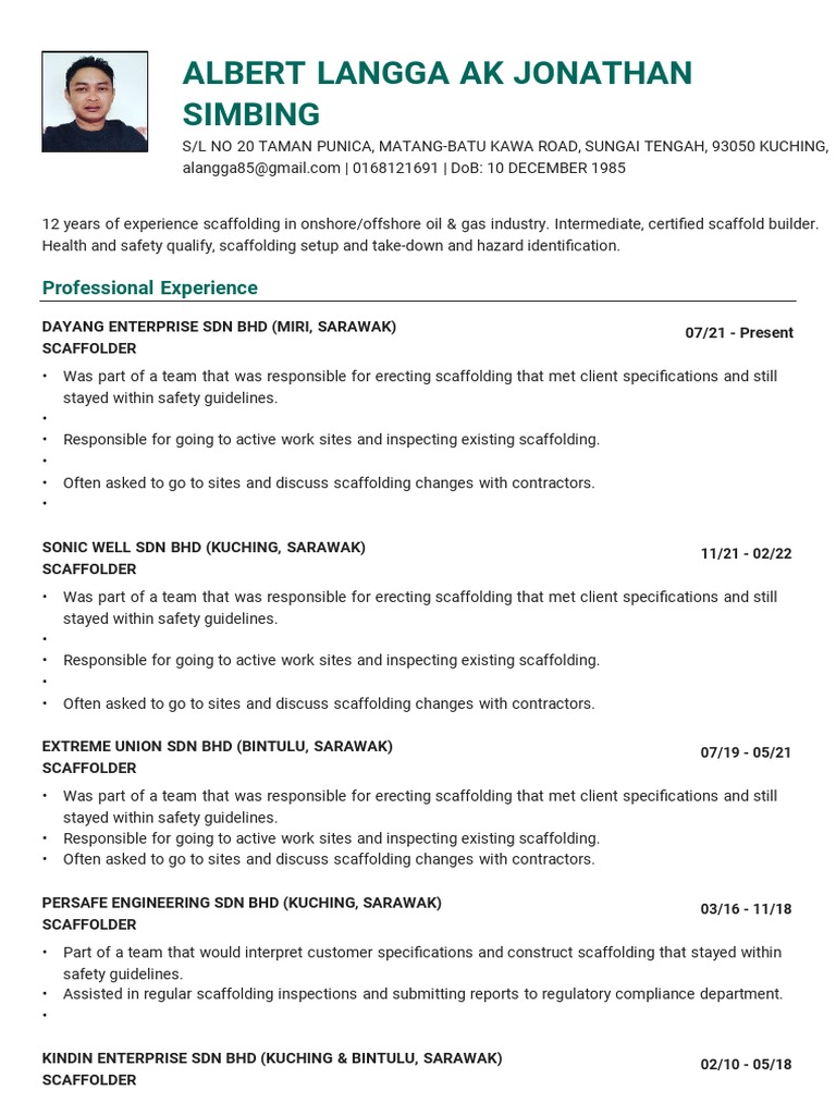 Albert Langga Ak Jonathan Simbing - Resume | PDF