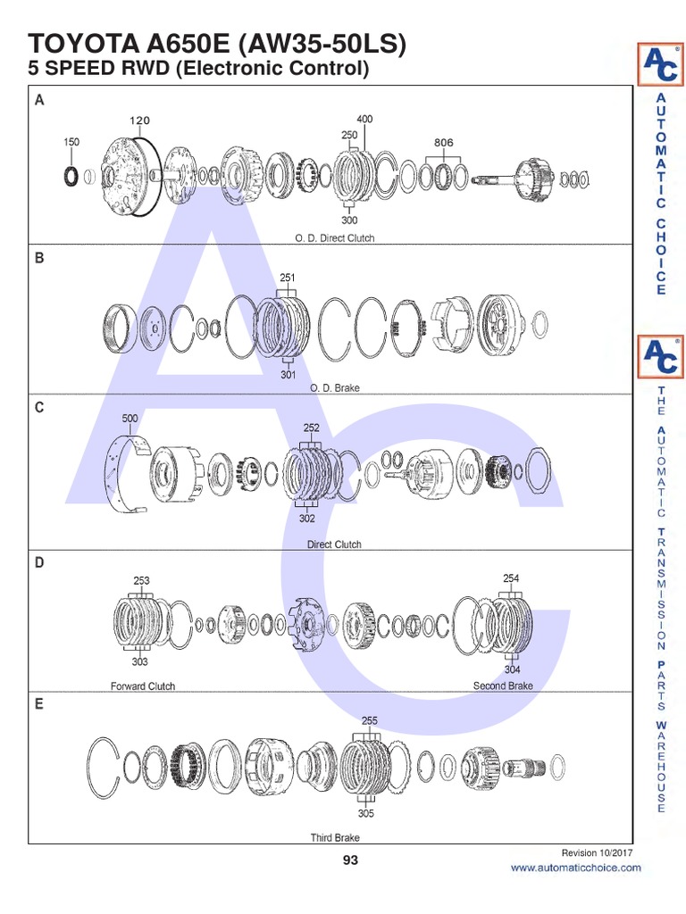 TOYOTA A650E (AW35-50LS) : 5 SPEED RWD (Electronic Control) | PDF | Motor Vehicle | Mechanical ...