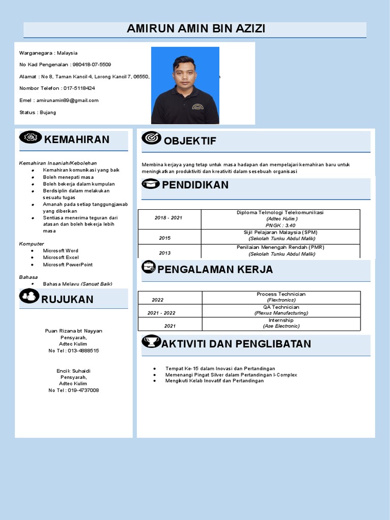 BM Resume Amirun Amin Bin Azizi | PDF