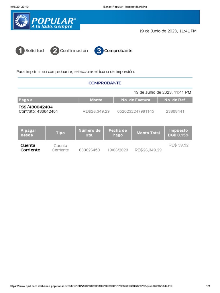Banco Popular - Internet Banking Tss Mayo | PDF
