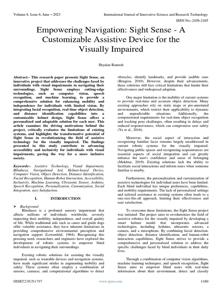 Empowering Navigation: Sight Sense - A Customizable Assistive Device ...