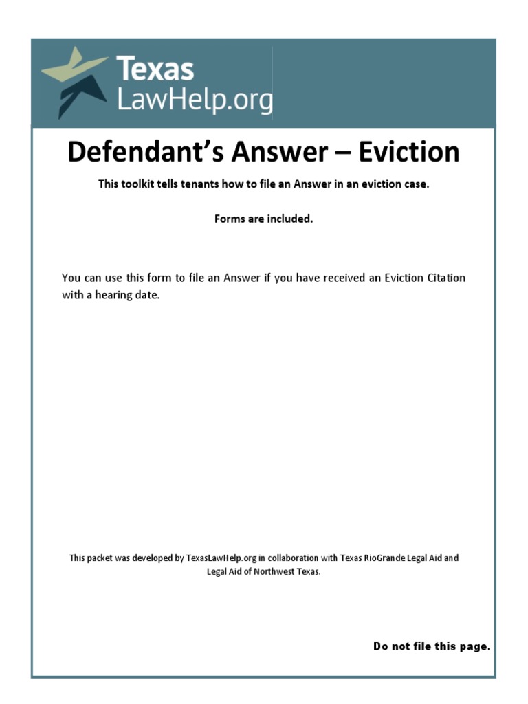 Tenant's Guide to Filing Eviction Answer | PDF | Eviction | Landlord