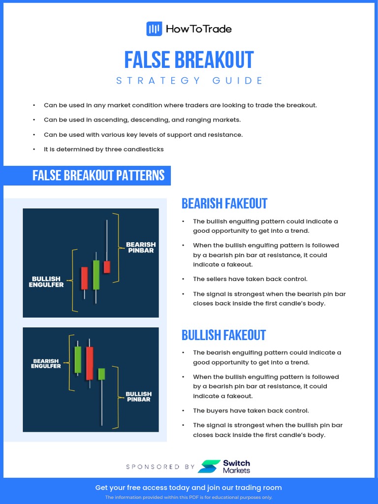 False Breakout (HowToTrade Cheat Sheet) | Download Free PDF | Market ...