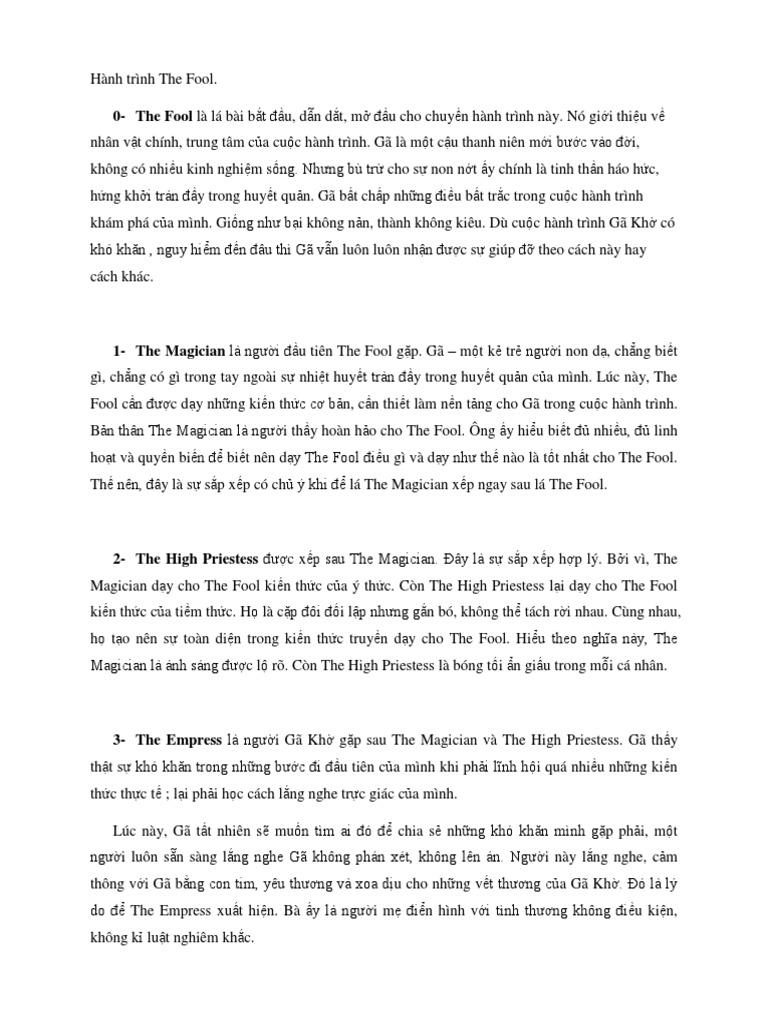 Tóm tắt nhanh Hành trình The Fool | PDF