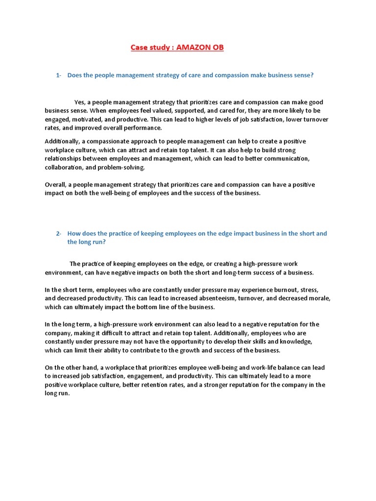 Case Study Amazon Ob | PDF | Employment | Turnover (Employment)
