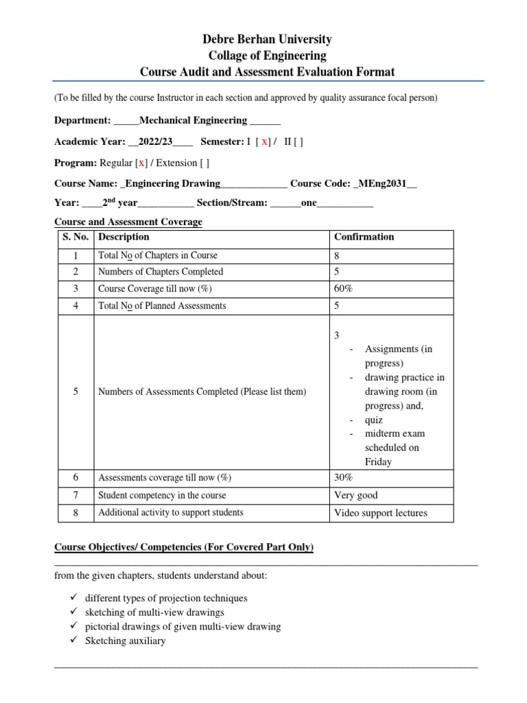 Enginering Drawing Course Audit - New | PDF