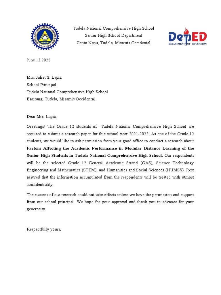 Letter To Principal | PDF