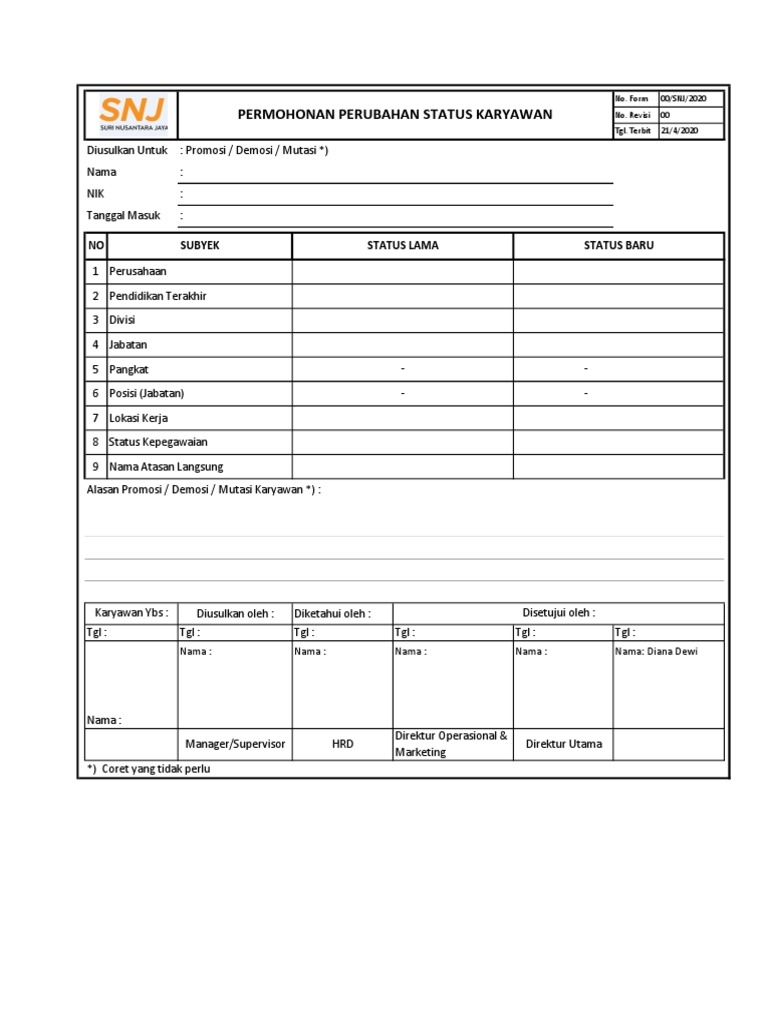 Formulir Mutasi | PDF