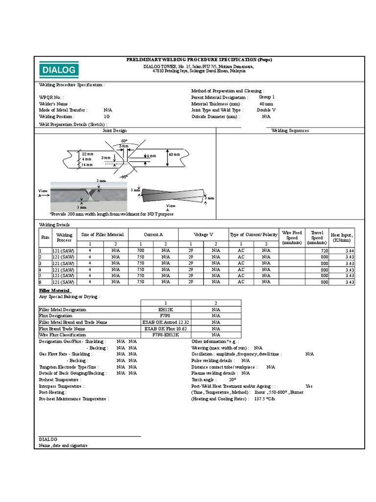 Preliminary Welding Procedure Specification Pwps PDF Free | PDF | Construction | Welding