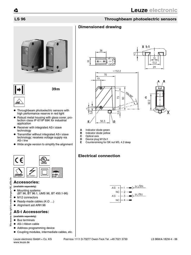 Leuze: Electronic | PDF | Electrical Connector | Optical Fiber