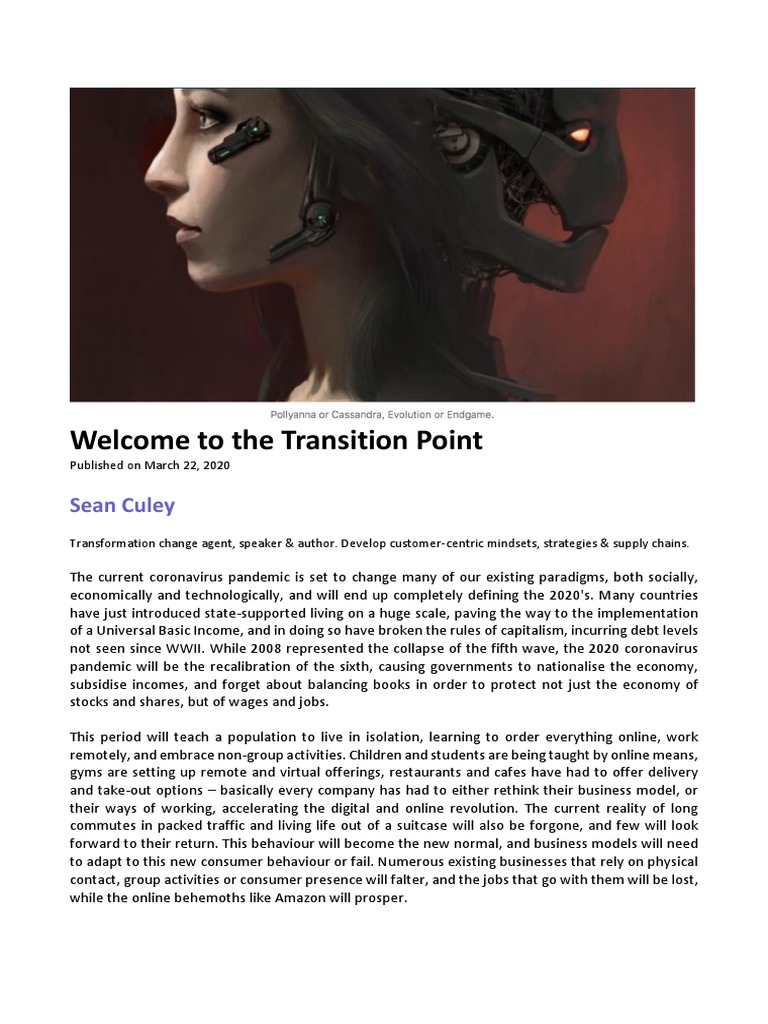 Welcome To The Transition Point | PDF | Pandemic | Economies