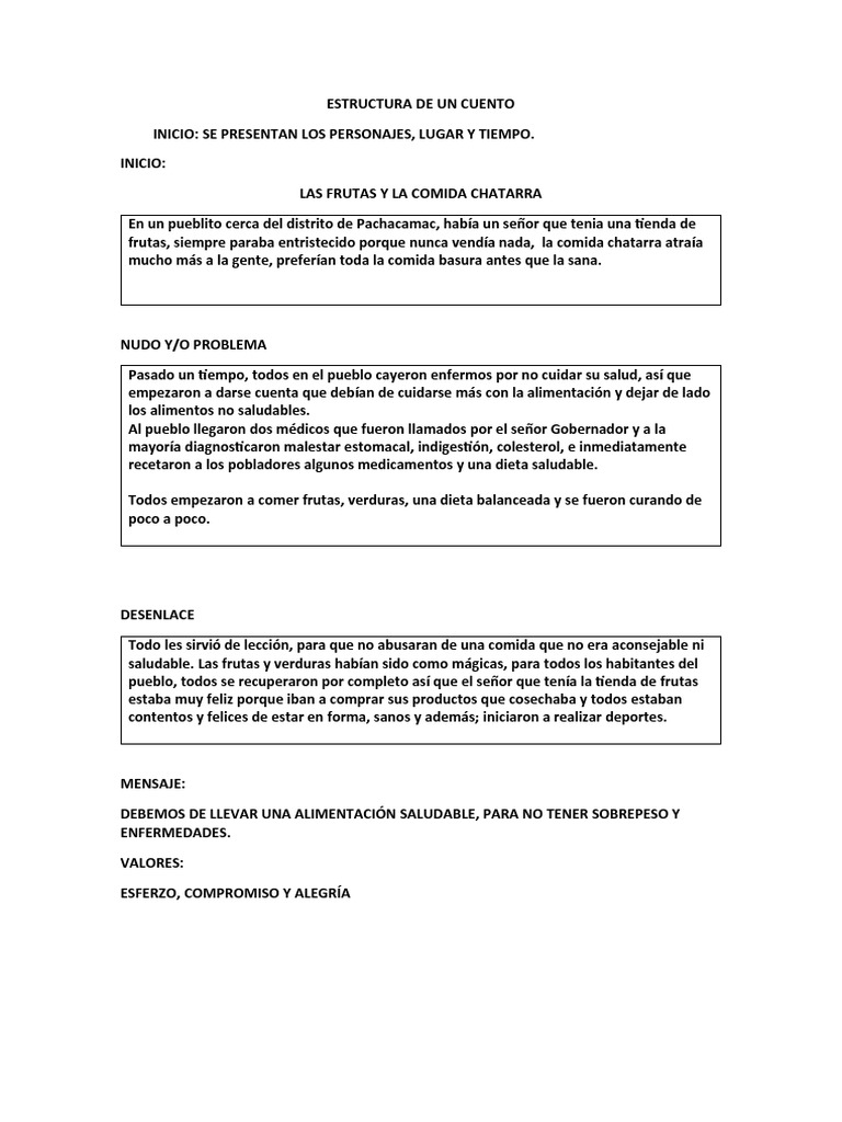 Estructura de Un Cuento Modelo | PDF