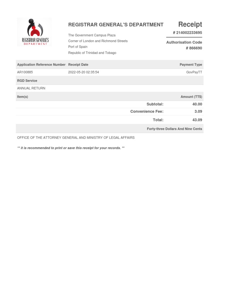 RGD Receipt 214002233695 | PDF