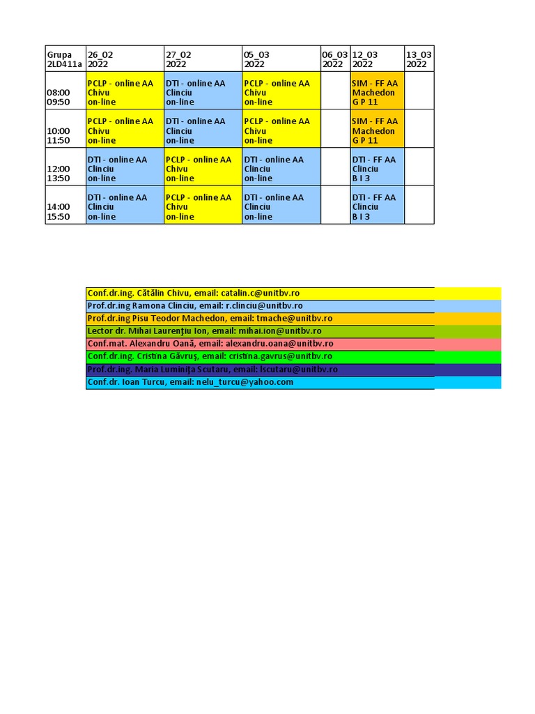 Orar - Studenti - 2021 - 2022 - S2 - v08 2 | PDF