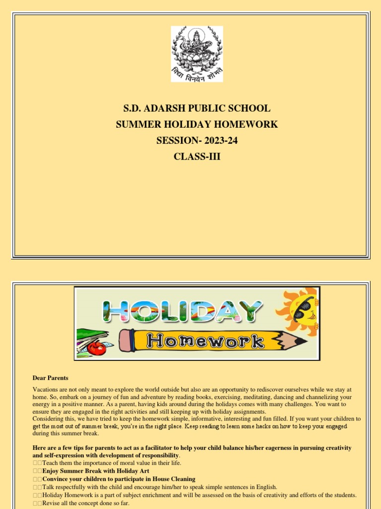 Class Iii Summer Holiday Homework Pdf Grammatical Gender Linguistics