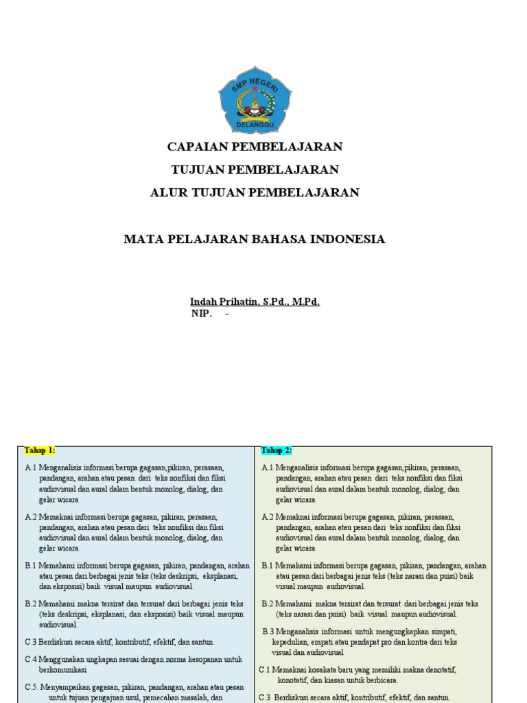 CP, TP, ATP Bahasa Indonesia | PDF