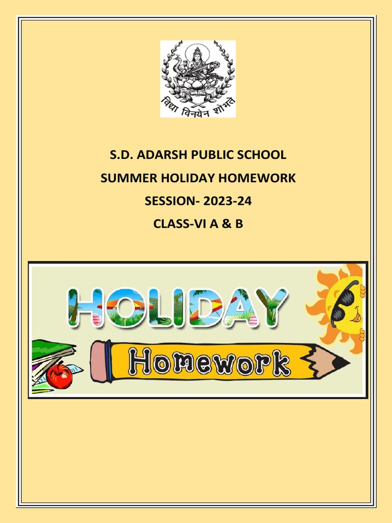 Class VI Summer Holiday Homework Updated | PDF | Menu | Water
