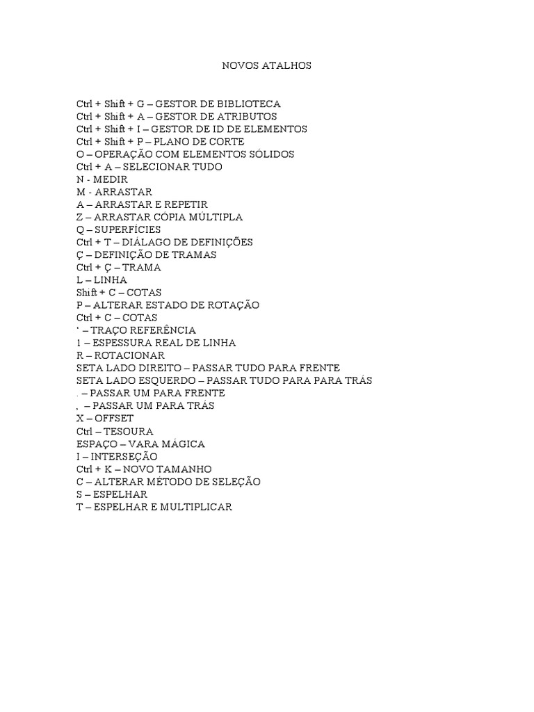 ATALHOS Archicad | PDF