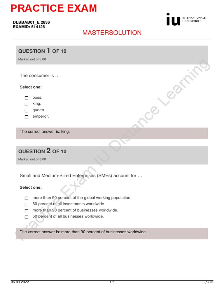 Practice Exam for Business Concepts | PDF | Partnership | Chief ...