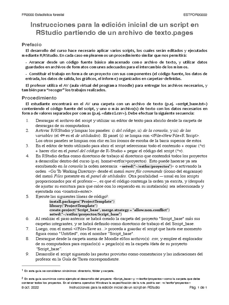 39 Instrucciones para Editar Un Script en RStudio Desde Un Archivo de Texto | PDF | Archivo de ...