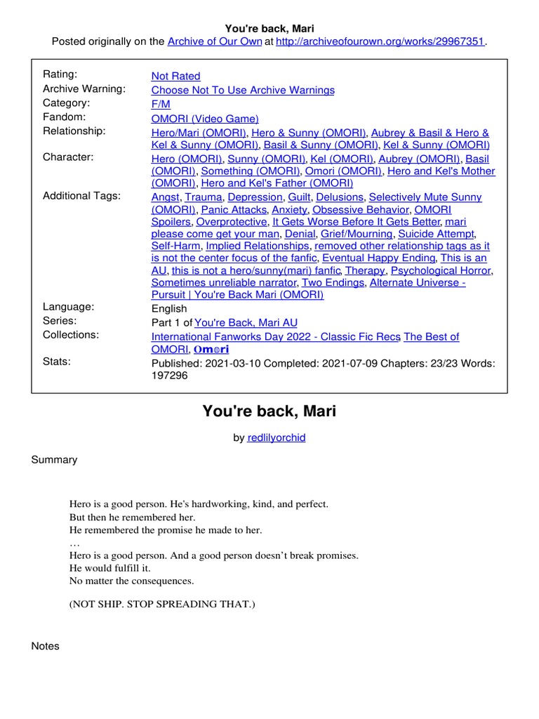 Youre Back Mari | PDF