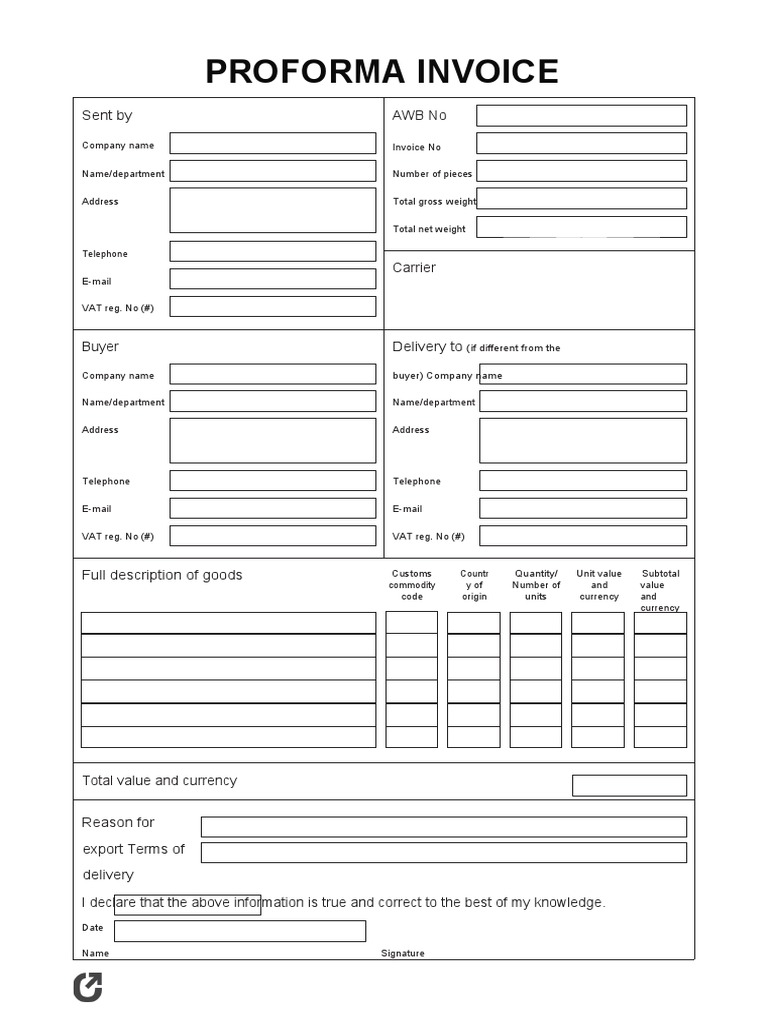 Proforma Invoice Template V3 | PDF