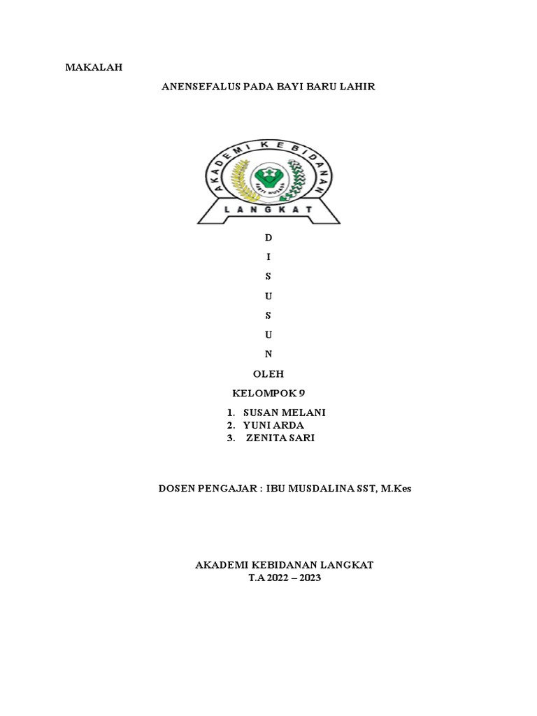 Anensefalus: Penyebab dan Pencegahan | PDF