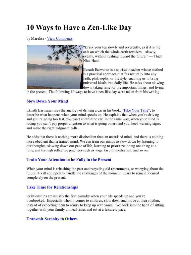 10 Ways To Have A Zen Day | PDF