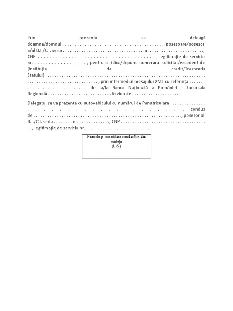 Delegație Casier (Tipizat) | PDF