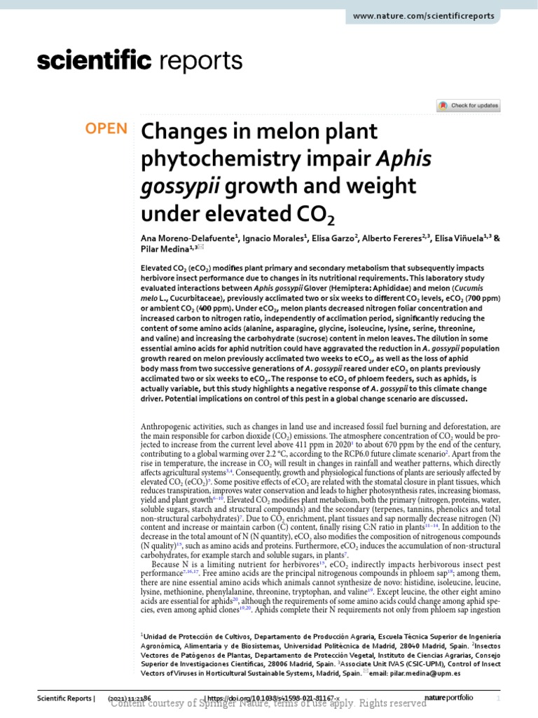 Changes in Melon Plant Phytochemistry Impair Aphis | PDF