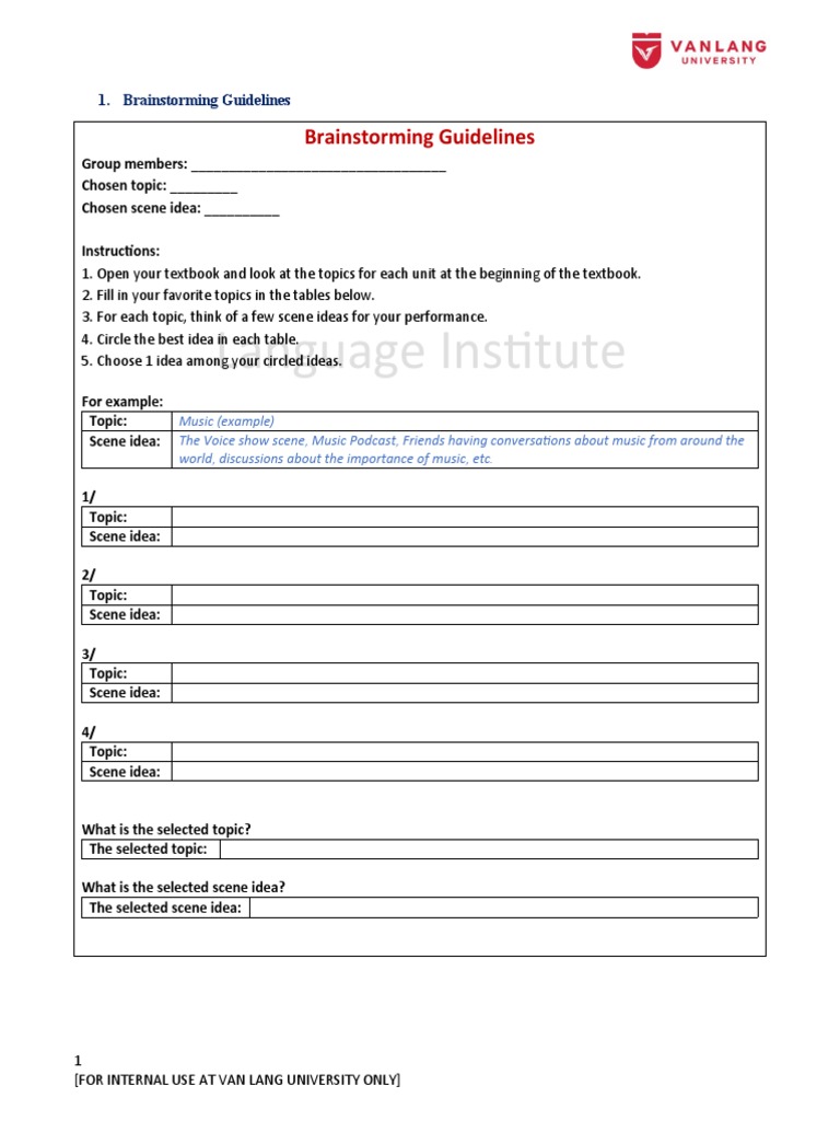 Av1 - Role Play Project-Worksheet-Words | PDF | Vocabulary | Brainstorming