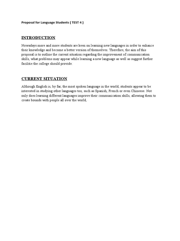 Proposal For Language Students | PDF