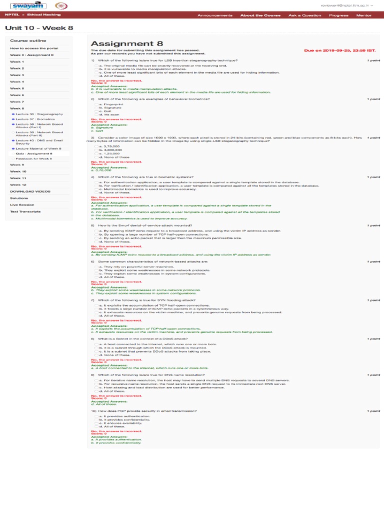 Week - 10 - Assignment - 10 - Nptel Assignment | PDF