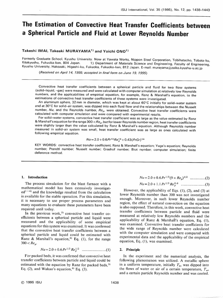 Water Thermal Cond and Other Corr | PDF | Heat Transfer | Reynolds Number