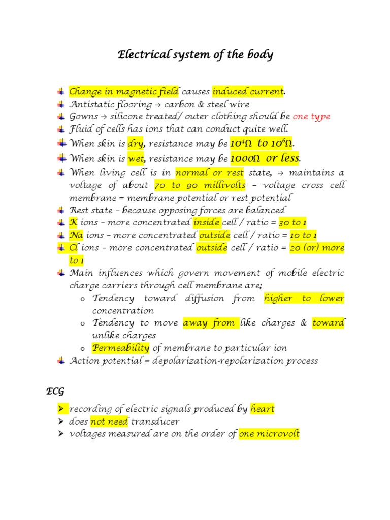 Electrical System of The Body | Download Free PDF | Electromagnetic ...