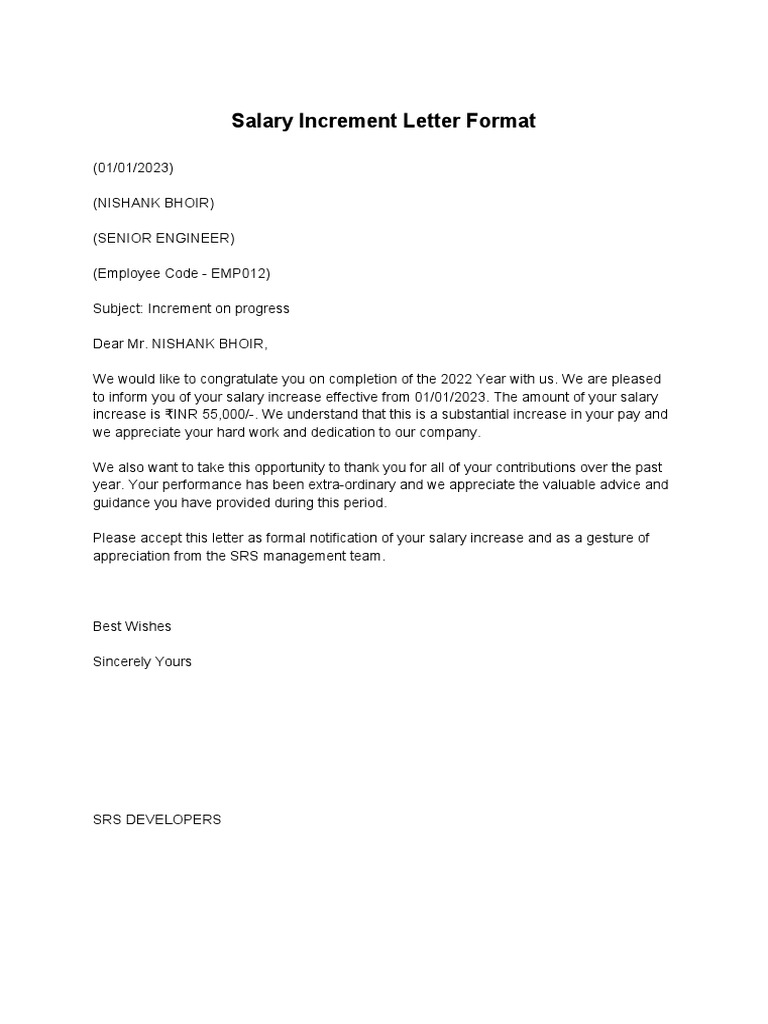 Salary Increment Letter Format | PDF