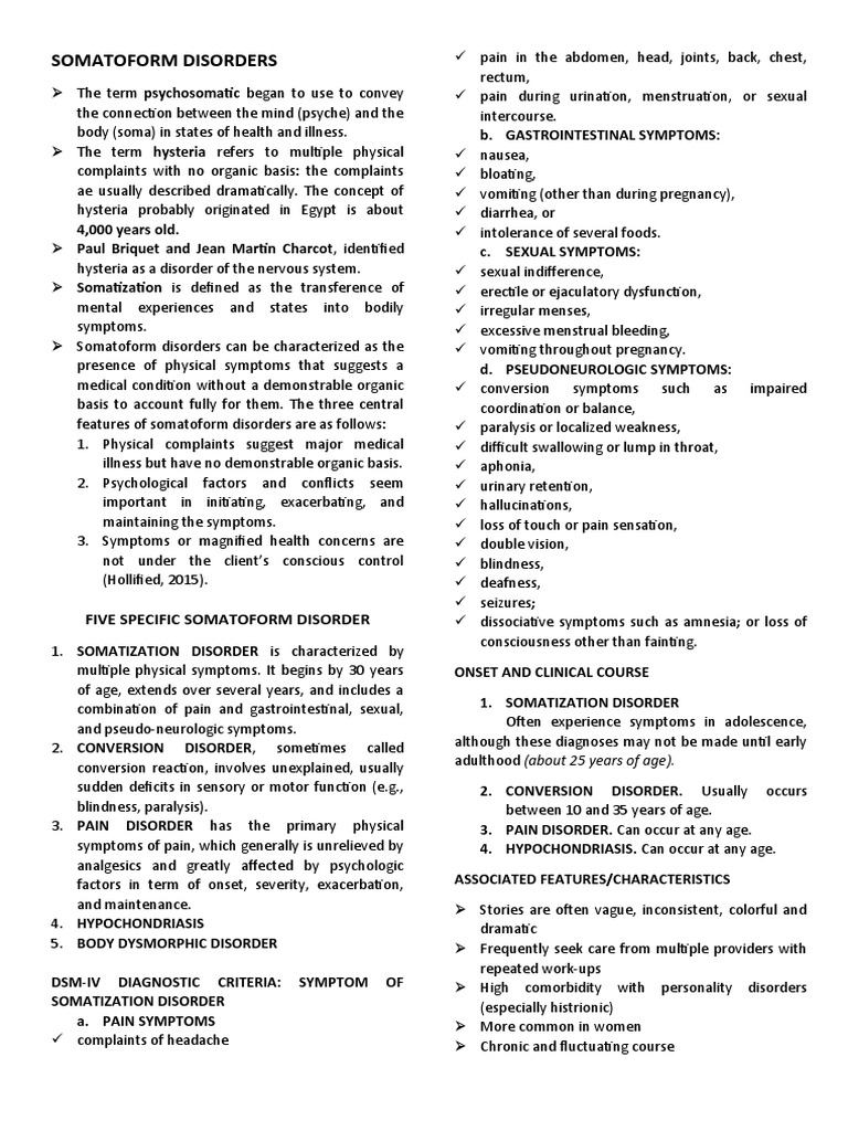 Understanding Somatoform Disorders | PDF | Mental Disorder | Pain